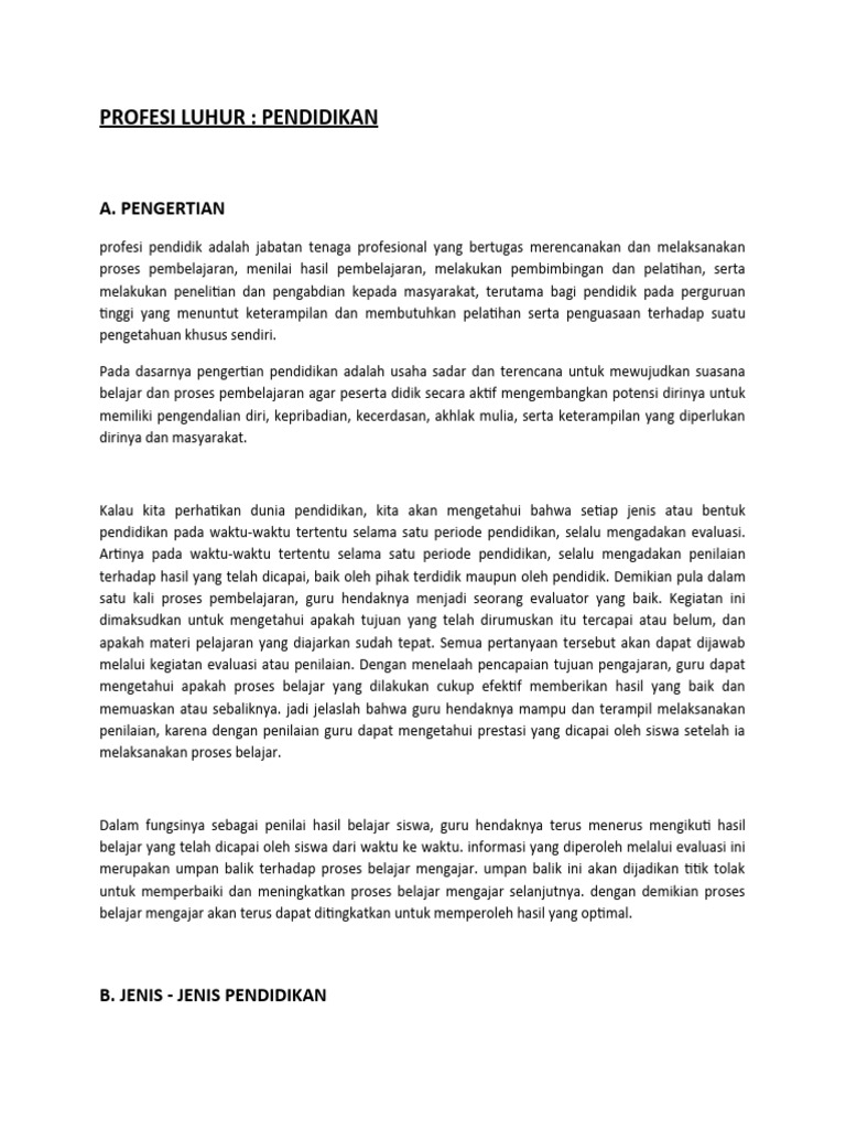Profesi Di Bidang Pendidikan | PDF