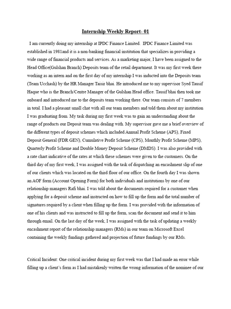 Internship Weekly Report - 01 | PDF