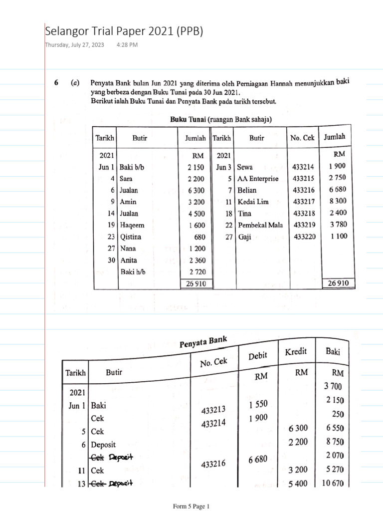 Selangor Trial Paper 2021 (PPB) | PDF