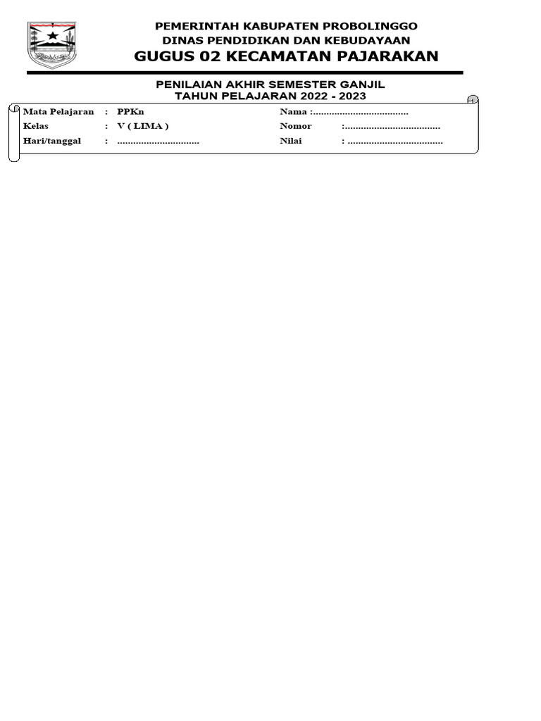 FORMAT KOP SOAL KKG | PDF