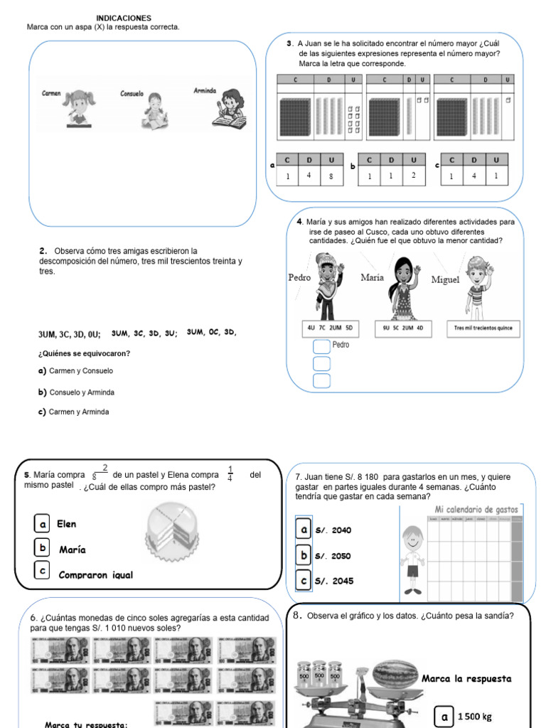 Evaluacion Tipo Ece 4 Primaria | PDF