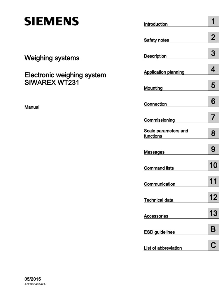 Manual SIWAREX WT231 en | PDF | Safety | Computing