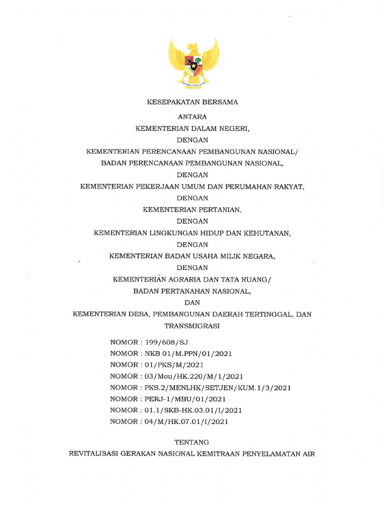 (NEW) MoU 8 Kementerian Tentang Revitalisasi GN-KPA 2020-2025 | PDF