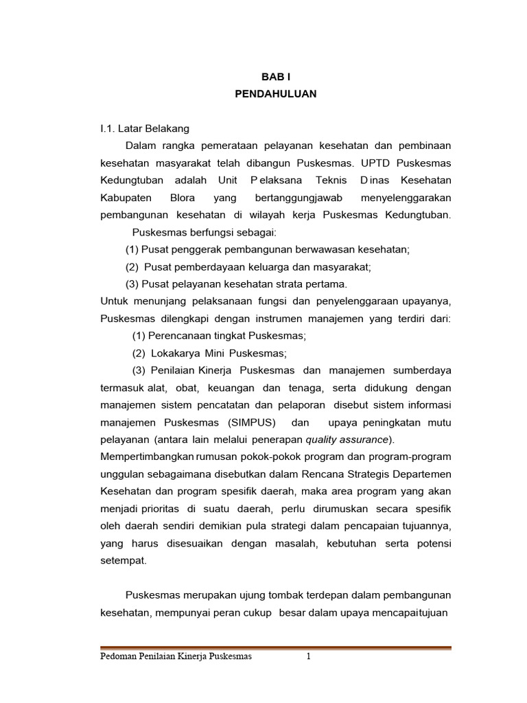 Buku Pedoman Penilaian Kinerja Puskesmas | PDF Buku Pedoman Penilaian Kinerja Puskesmas | PDF