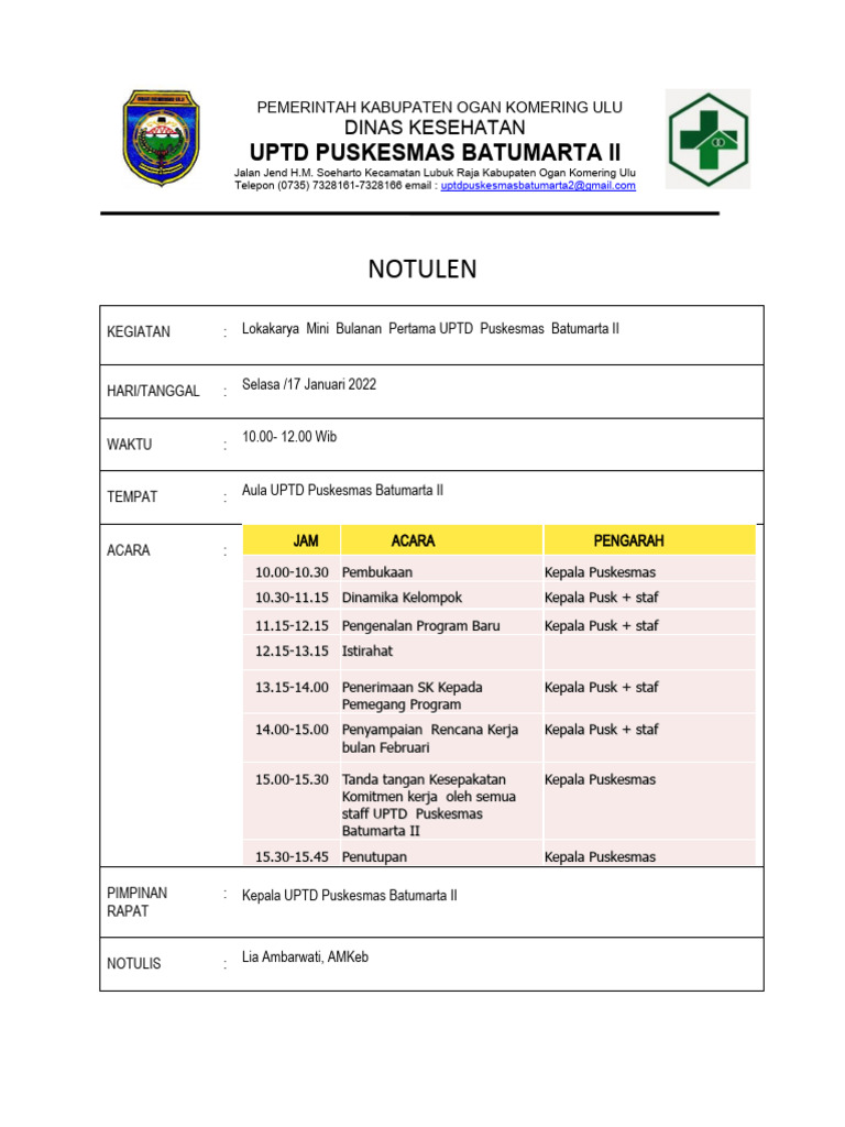 Notulen PKM II (Repaired) | PDF