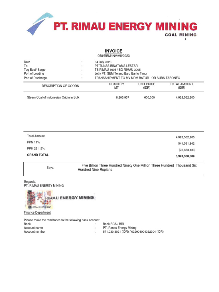 058 Inv Rem TBL TB Rimau 1605 - BG Rimau 3005 MV MDM Batur | PDF