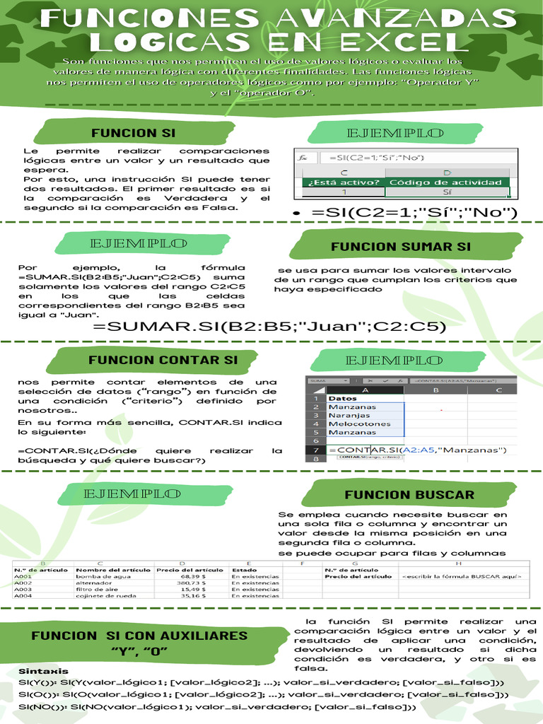 Infografia Sobre Funciones Avanzadas en Excel | PDF | Función (Matemáticas) | Programación de ...