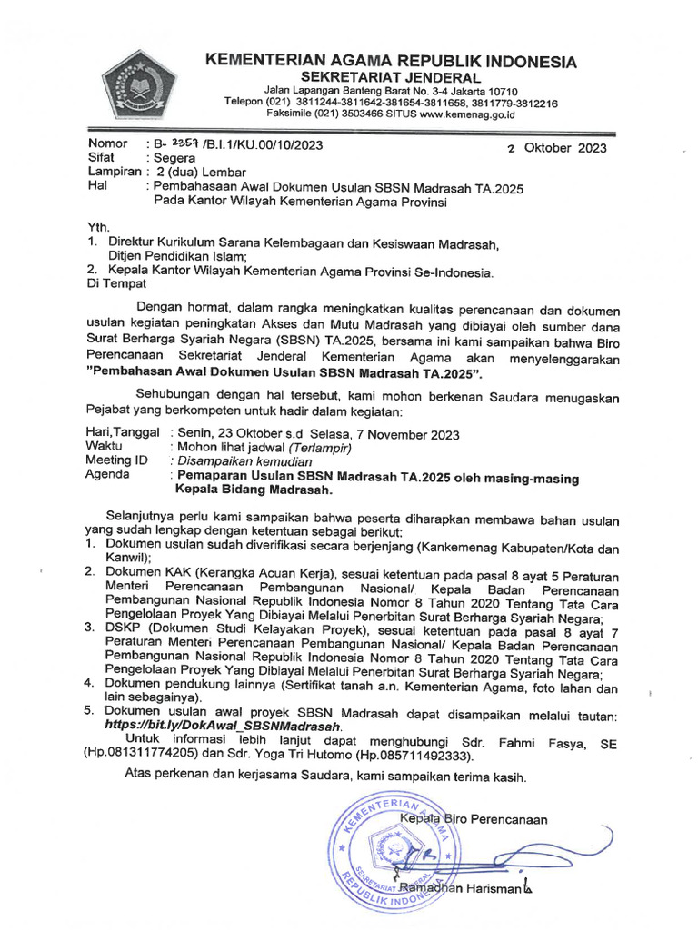 Und Kanwil Pemaparan Usulan SBSN 2025 | PDF