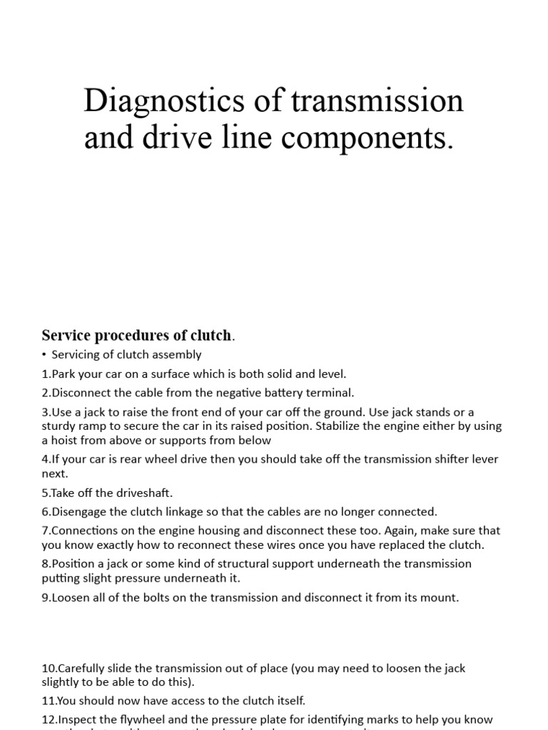 Diagnostics of Transmission and Drive Line Components. | PDF | Clutch ...