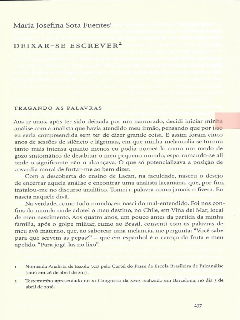 5 - Deixar-Se Escrever (Maria Josefina Sota Fuentes) | PDF