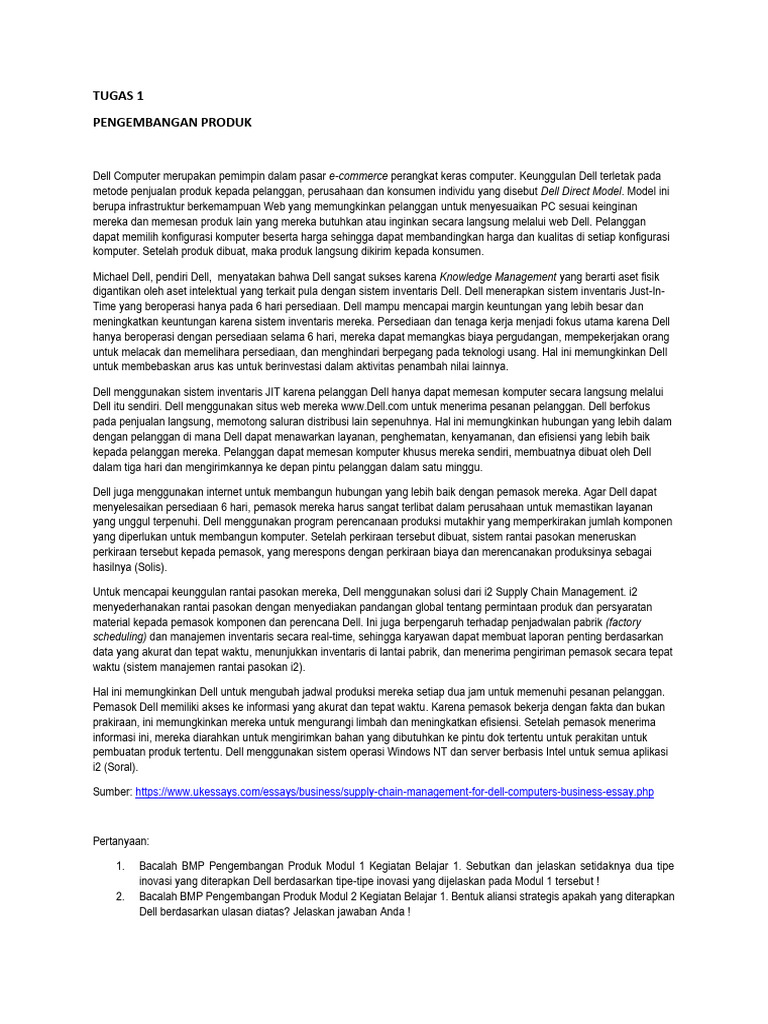 Tugas 1 Pengembangan Produk EKMA4473 | PDF