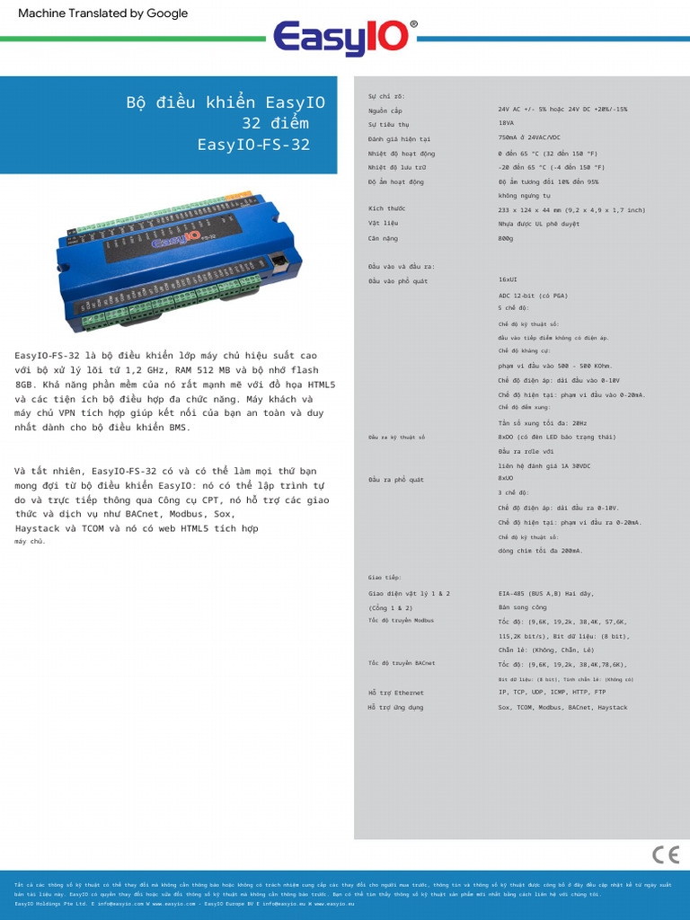 Datasheet - EASYIO FS 32 | PDF