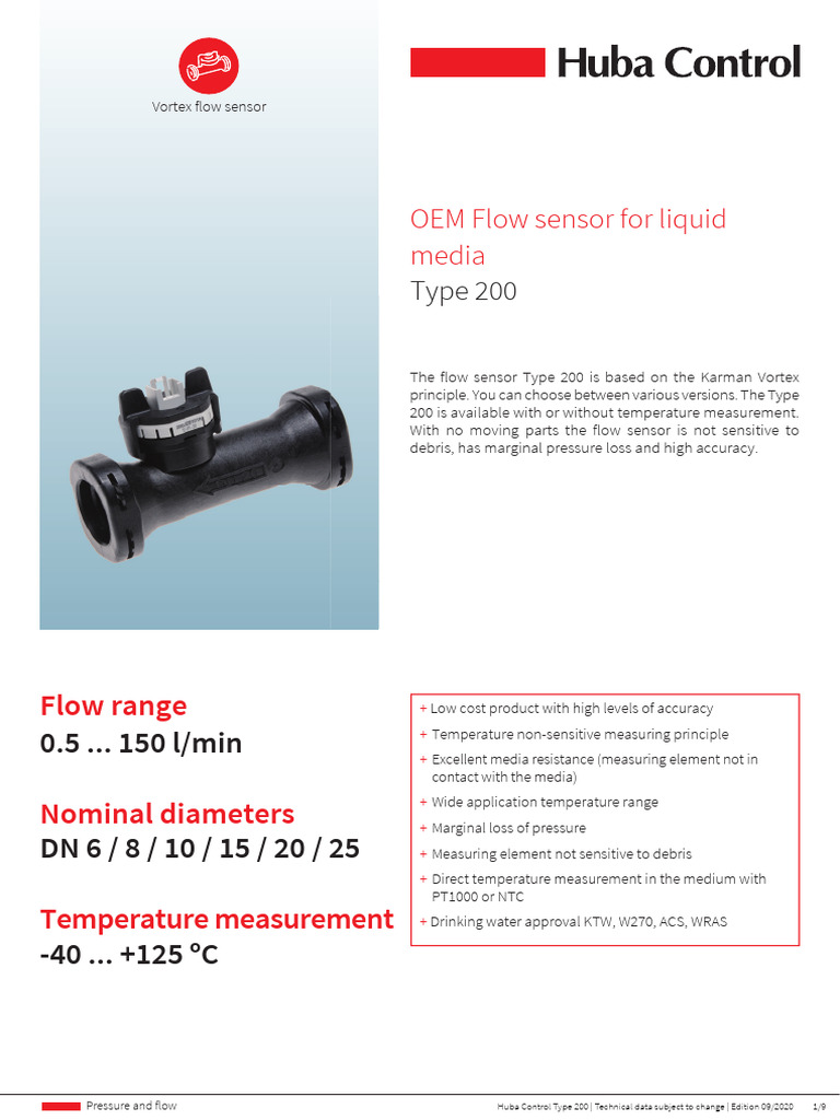 200 Flow Sensor | PDF | Flow Measurement | Viscosity