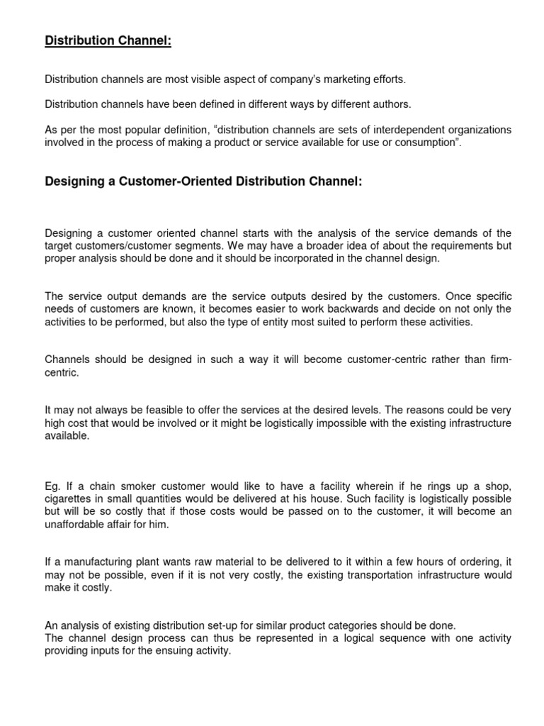 Customer-Centric Channel Design Process | PDF