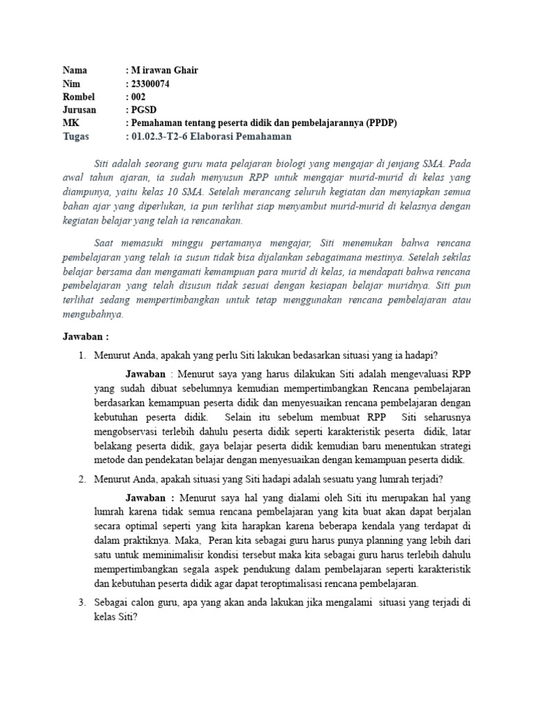 T 2 Elaborasi Pemahaman PPDP | PDF