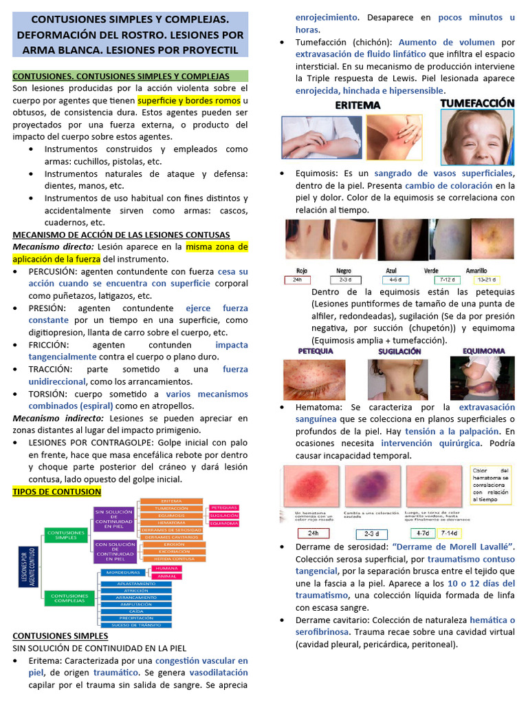 Tema 3 Contusiones Simples y Complejas | PDF | Munición | Proyectiles
