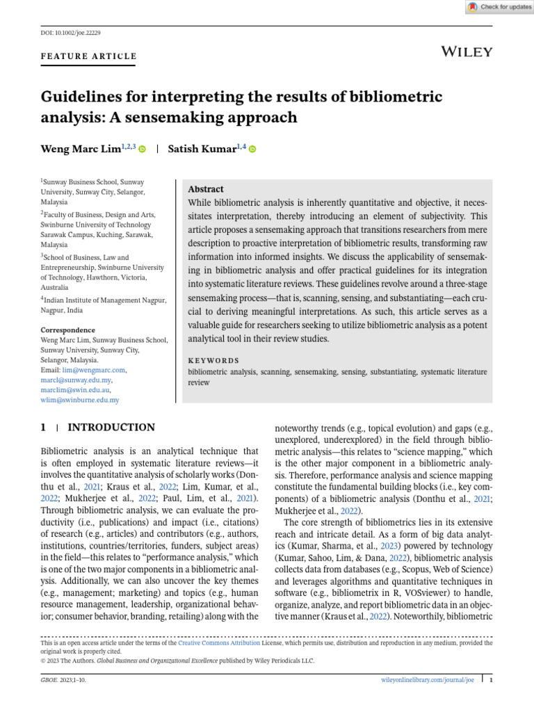 Interpreting Bibliometric Analysis Results | PDF | Data | Methodology