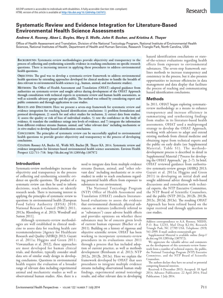 Rooney Et Al 2014 Systematic Review and Evidence Integration For ...