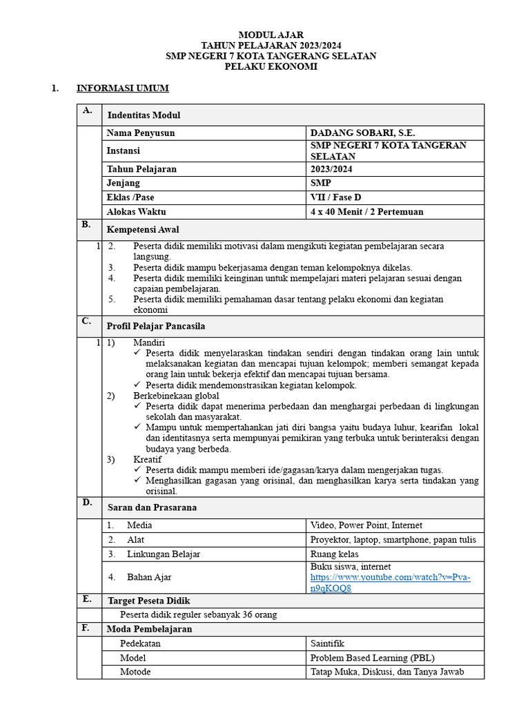 Modul Ajar - Ips Siklus 2 | PDF