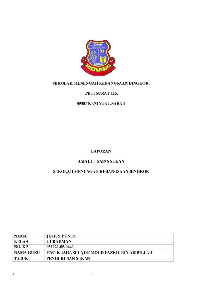 Laporan Amali 1 Ssu Jesius | PDF