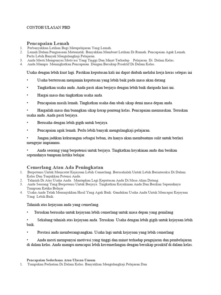 Contoh Ulasan PBD | PDF