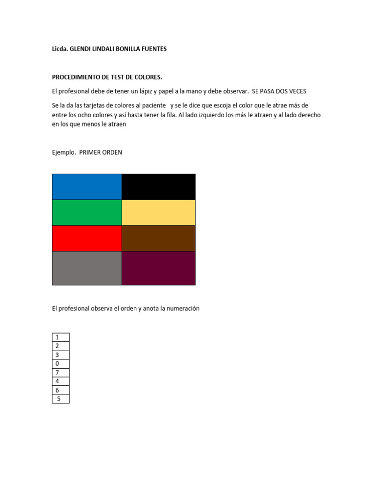 Interpretacion de Test de Colores | PDF
