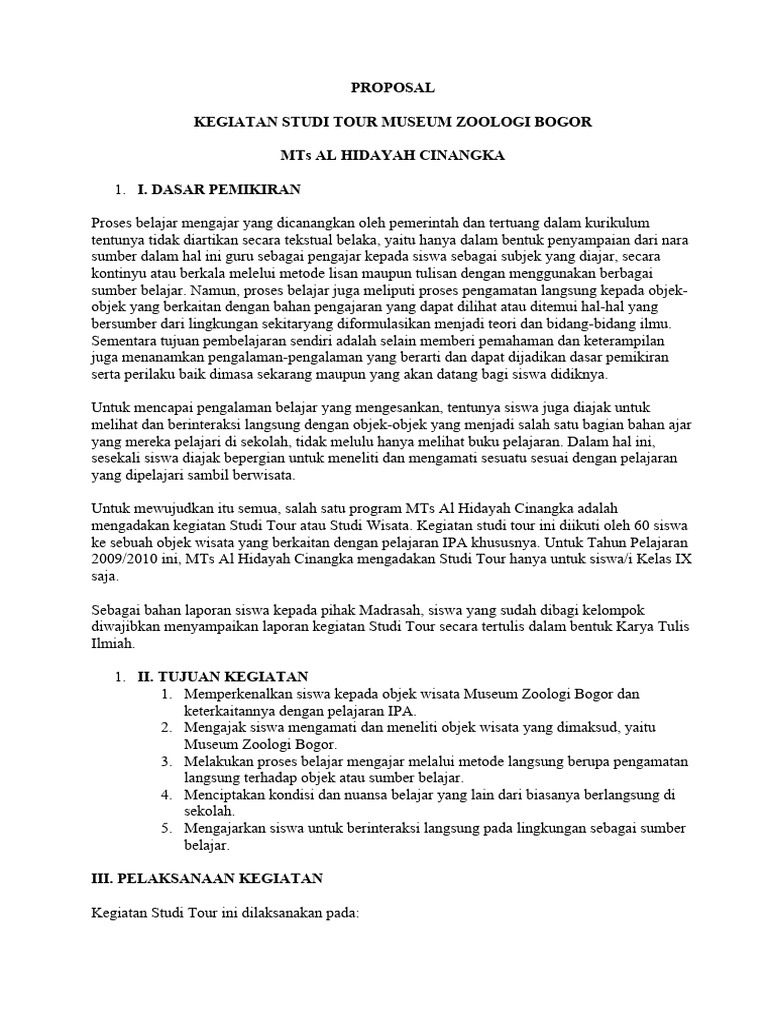 Proposal Study Tour 2018 | PDF