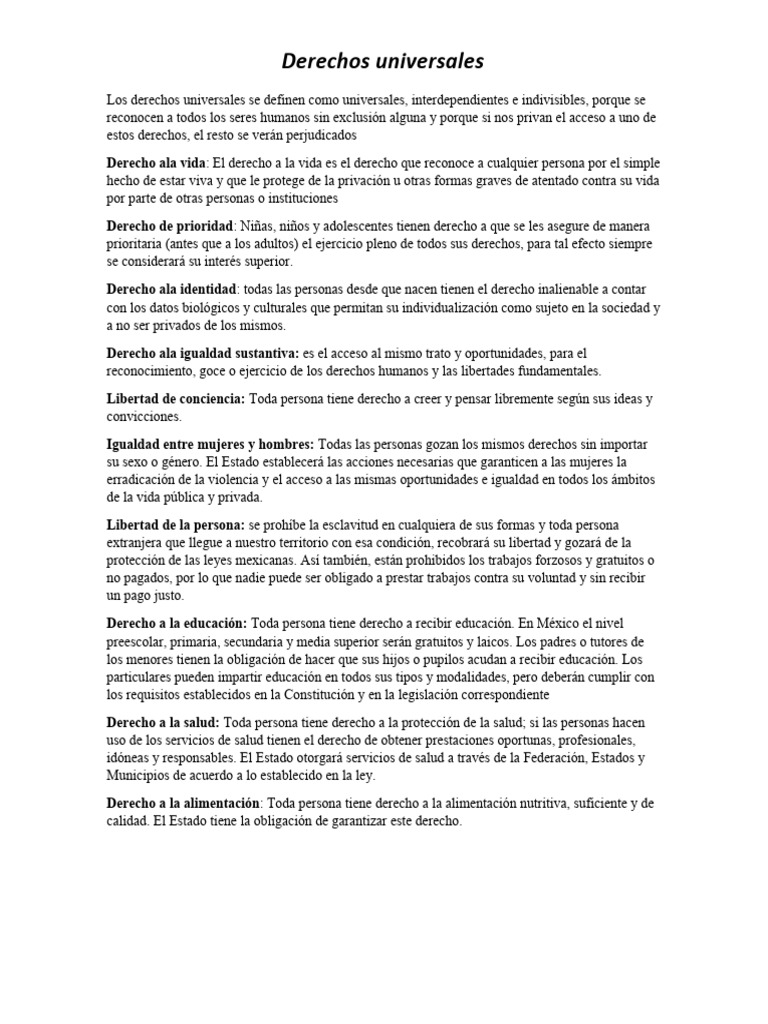 Derechos Universales | PDF | Libertad | Derechos