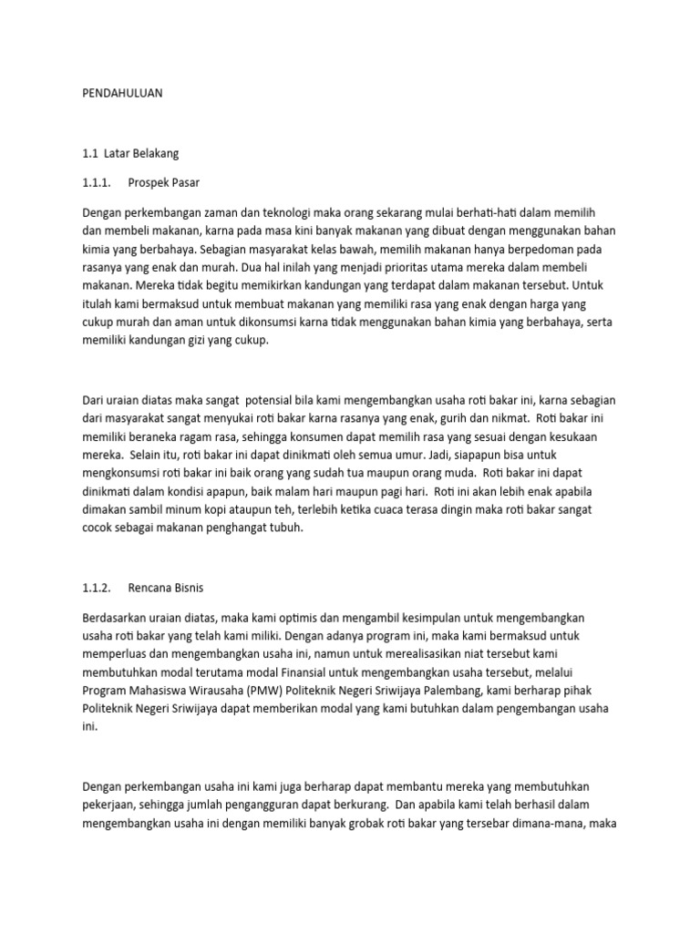 Contoh Proposal Alat Pembuat ROTI | PDF