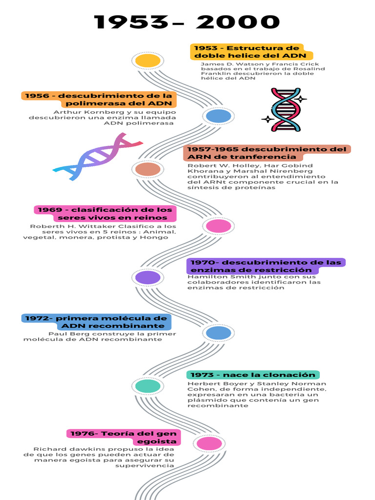 Línea de Tiempo Aportaciones A La Biología | PDF | Adn | Rna