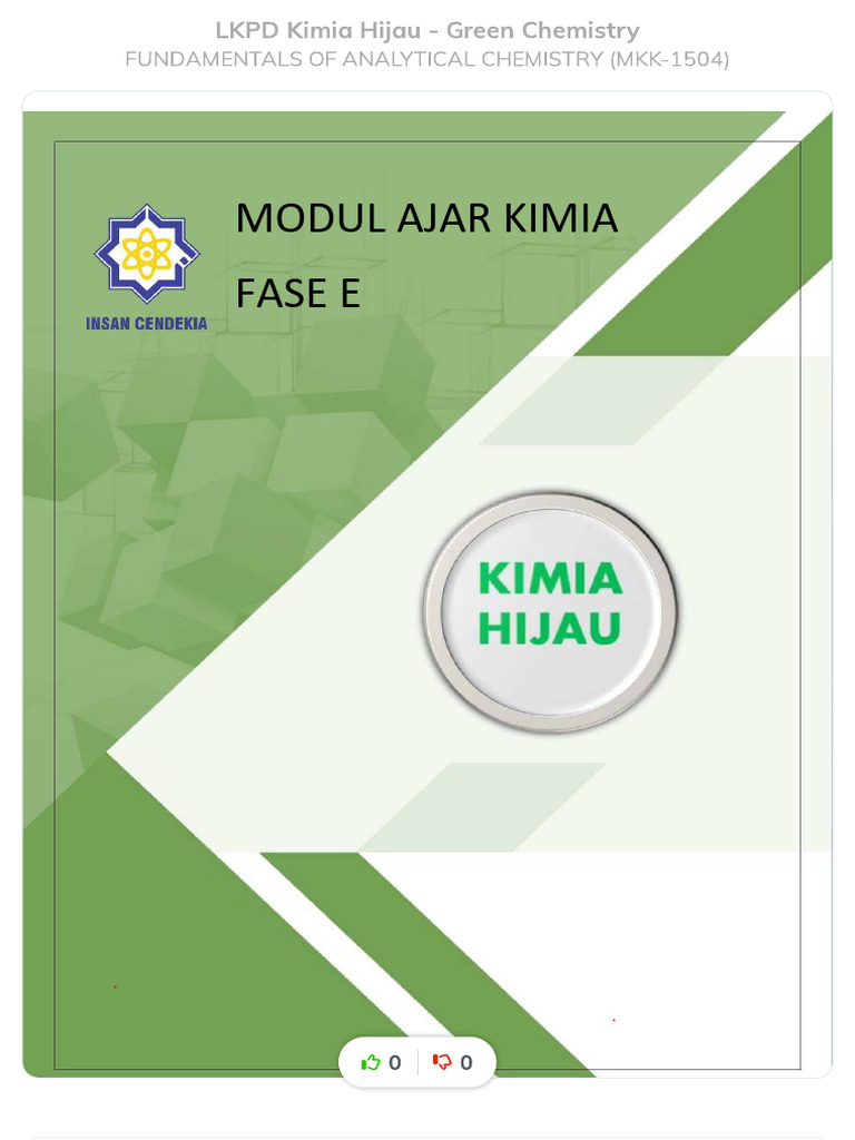 LKPD Kimia Hijau Green Chemistry | PDF