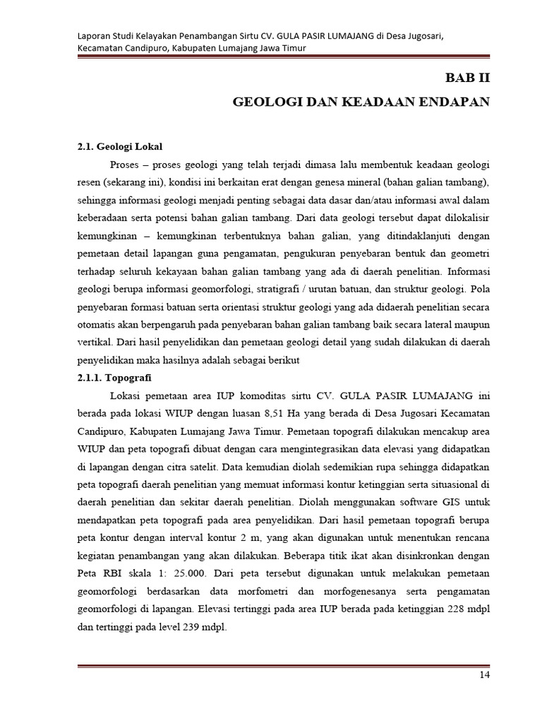 Bab 2 - Geologi Dan Keadaan Endapan | PDF