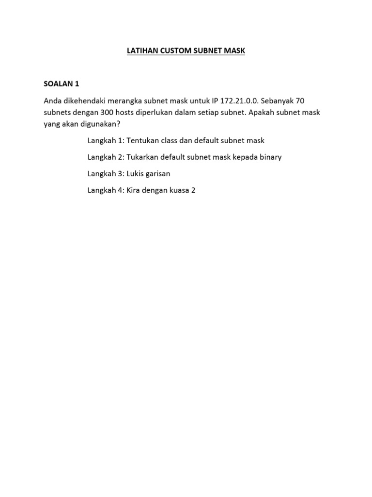 Latihan Custom Subnet Mask 1 | PDF | Routing | Computer Network