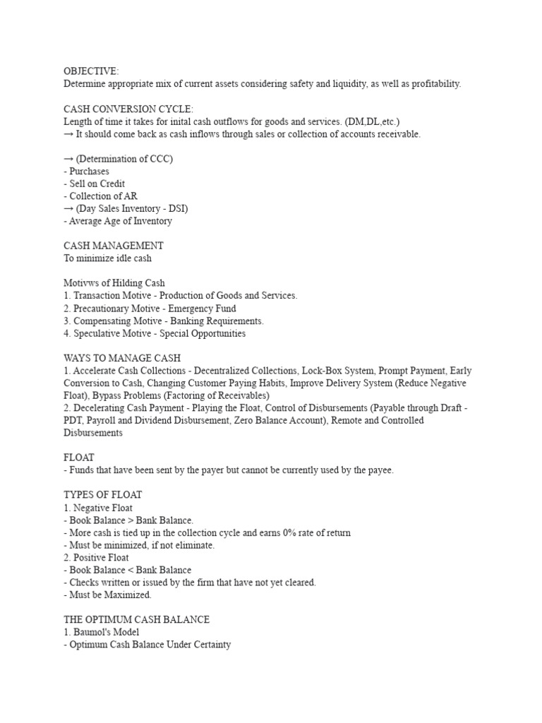 Cash Management and Receivables Strategy | PDF | Cash | Float (Money ...