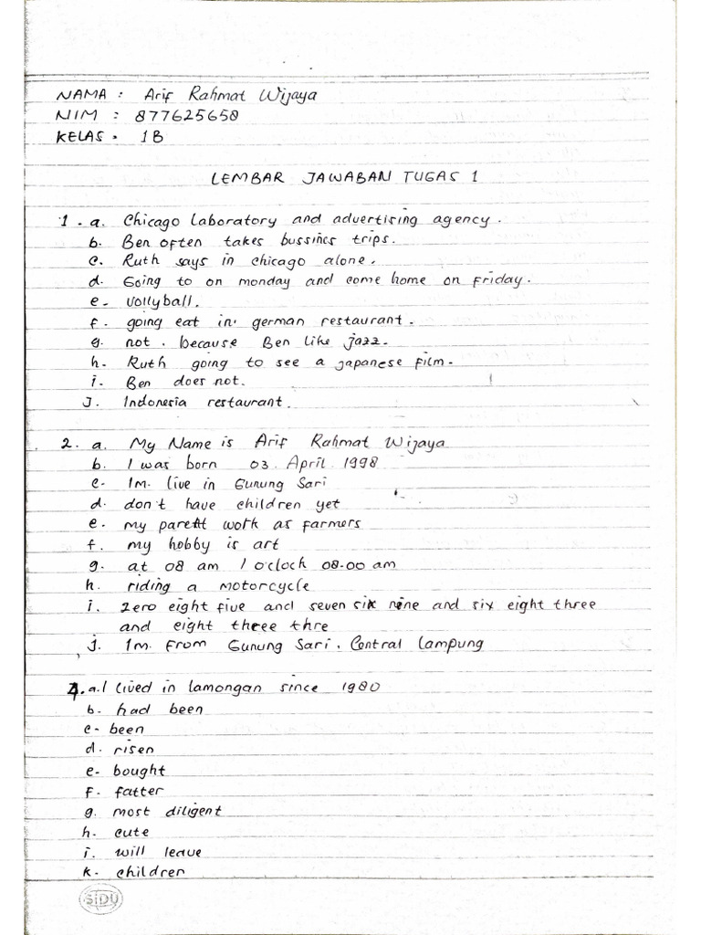 Arif Rahmat Wijaya - 877625658 - 1B | PDF