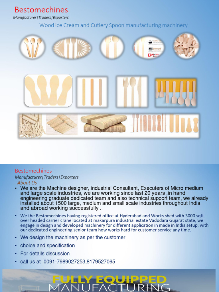 Wooden Cutlery Manufacturing Machinery | PDF | Machines | Machine Tool