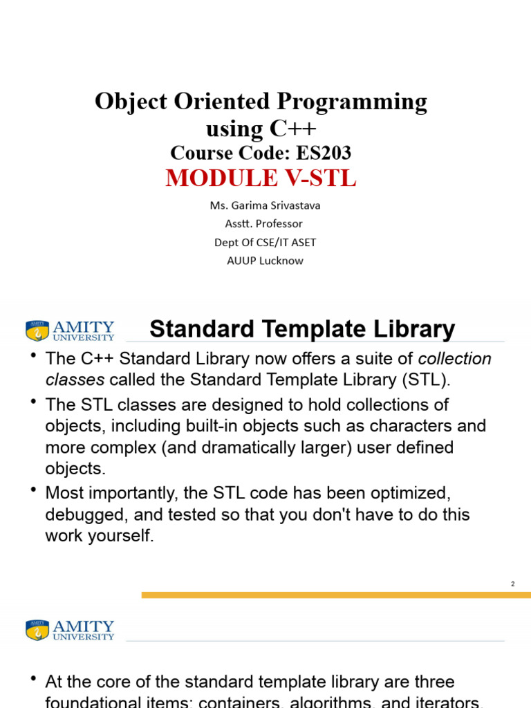 Module V - STL | PDF | C++ | Programming Paradigms