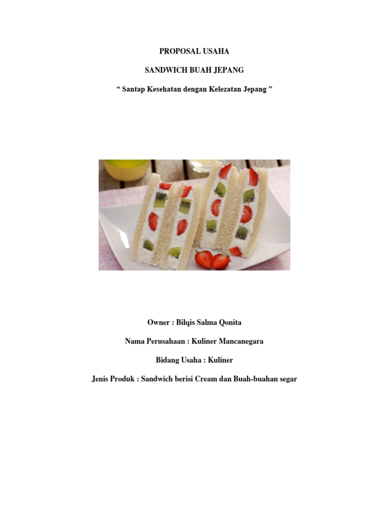 Proposal Usaha Sandwich | PDF