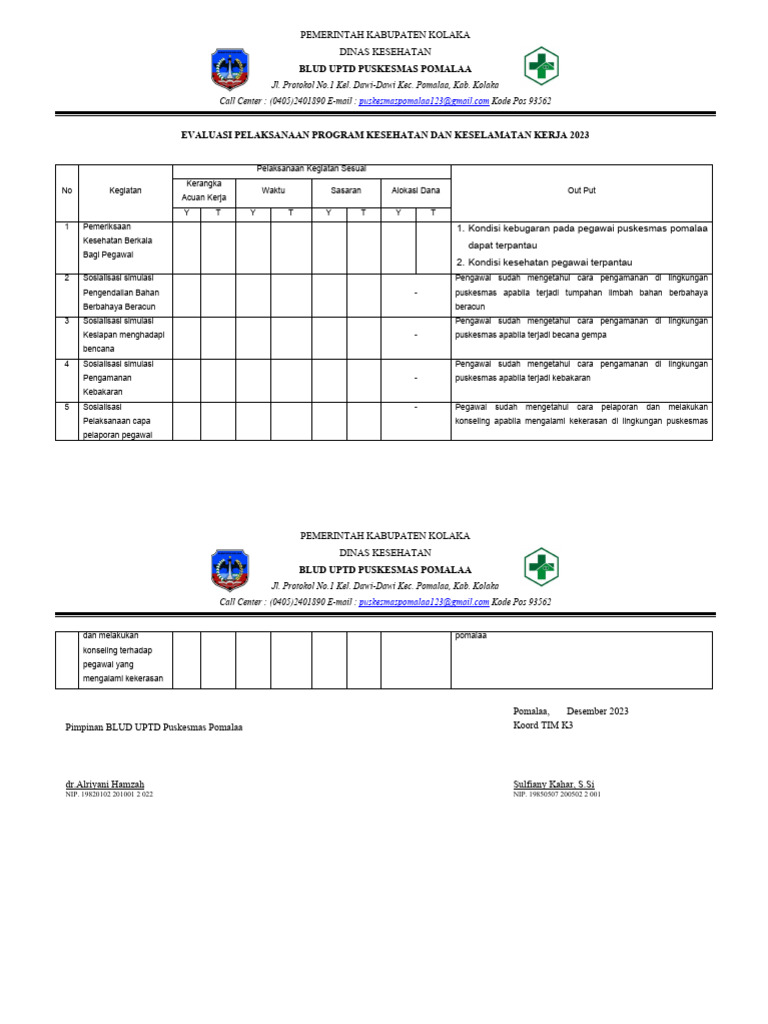 Evaluasi Pelaksanaan Program K3 | PDF