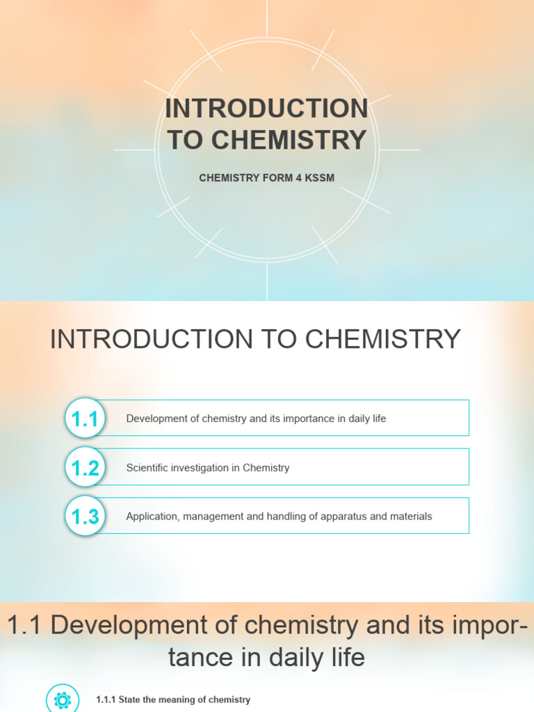 CH 1 Introduction To Chemistry Form 4 KSSM | PDF