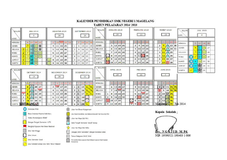 KALENDER PENDIDIKAN SMK NEGERI 1 MAGELANG | PDF
