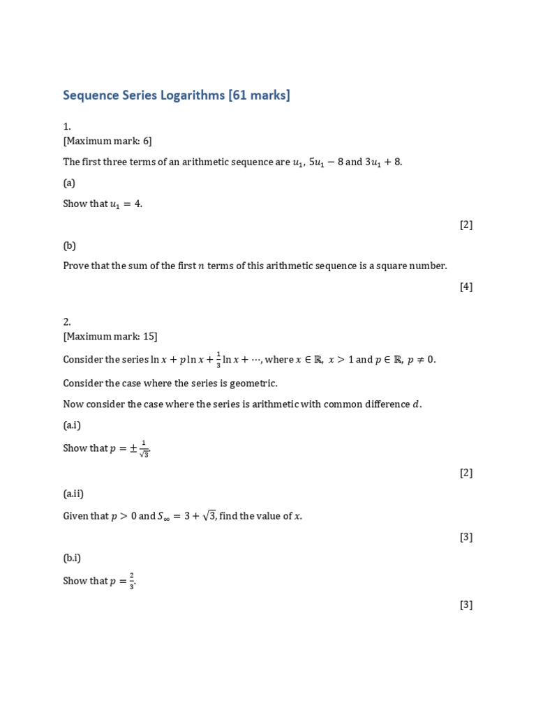 Sequence Series Logarithms P1 | PDF | Theoretical Computer Science | Numbers