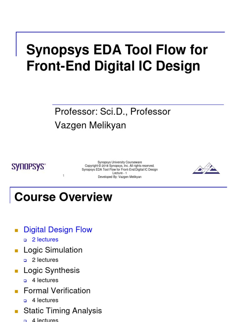 Synopsys Eda Tool Flow Front-End Digital Ic Design Lecture 1 | PDF ...