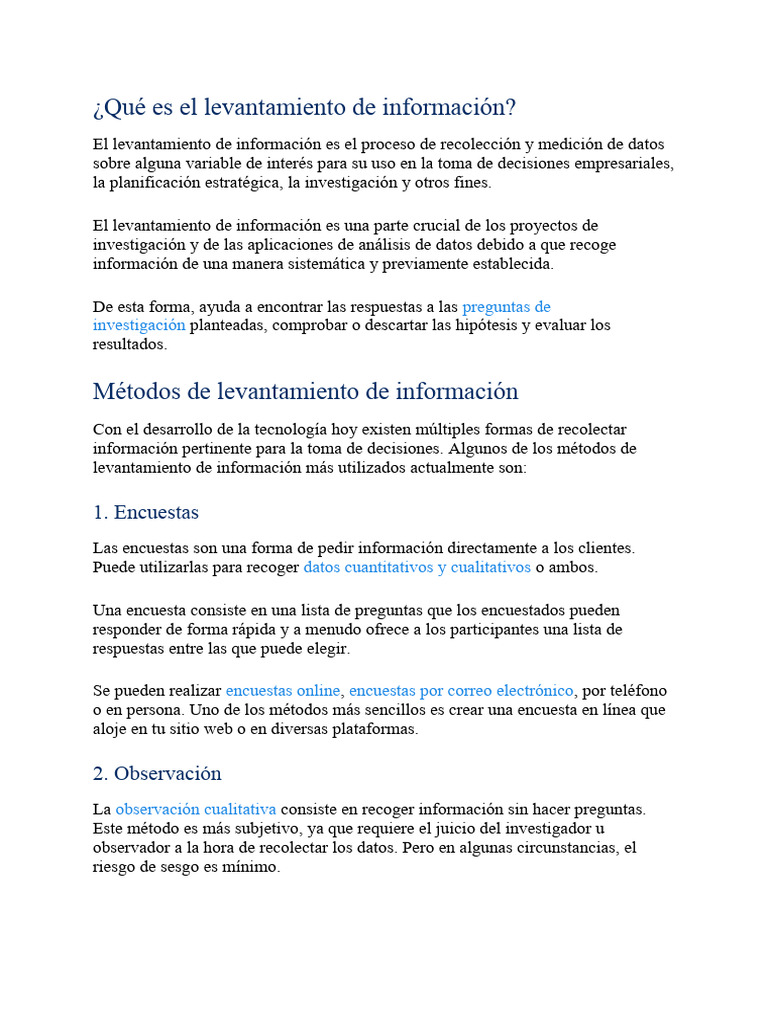 Qué Es El Levantamiento de Información | PDF