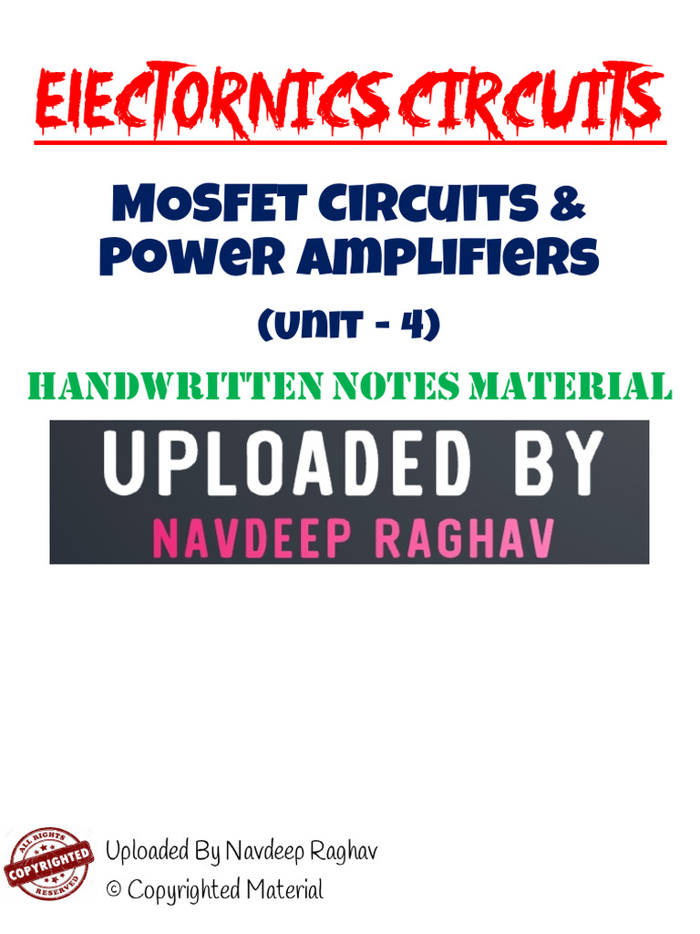 MOSFET Circuits & Power Amplifiers Notes | PDF