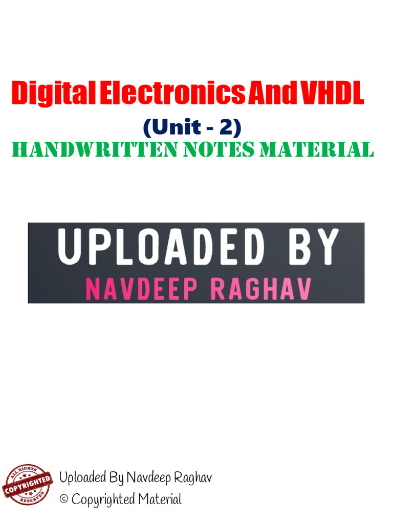 Digital Electronics and VHDL (Unit - 2) - Handwritten Notes Material ...