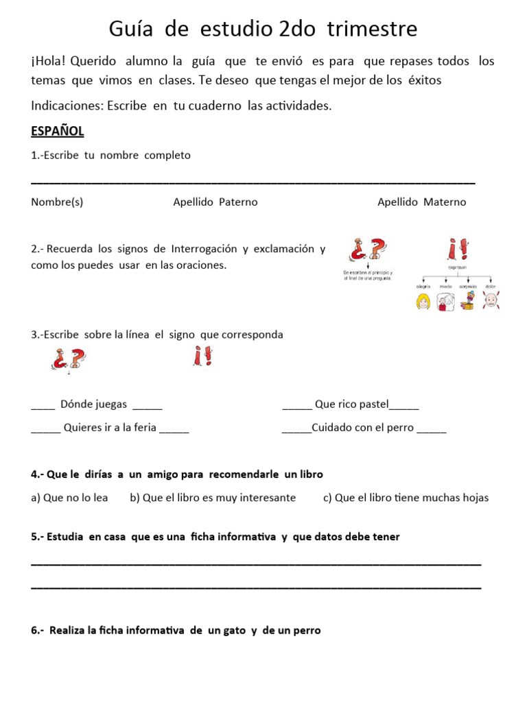 Guia Examen Segundo Trimestre | PDF