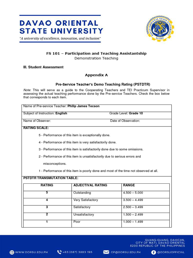 Pre-Service Teacher Assessment Guide | PDF | Teachers | Learning