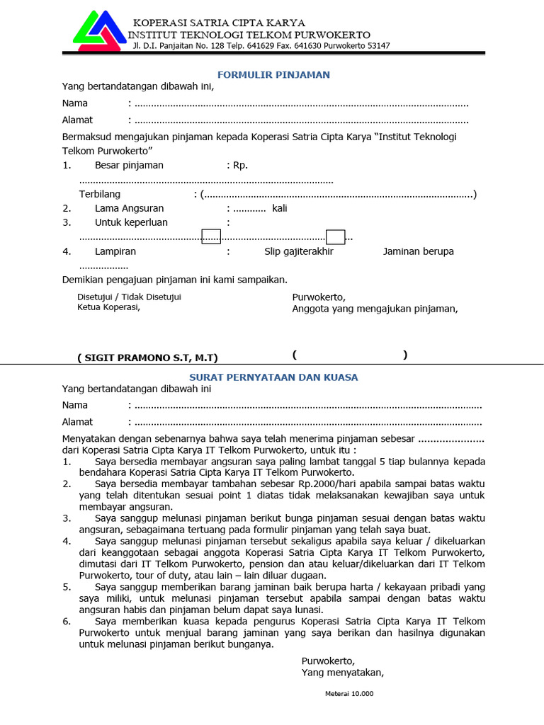 Form Peminjaman | PDF