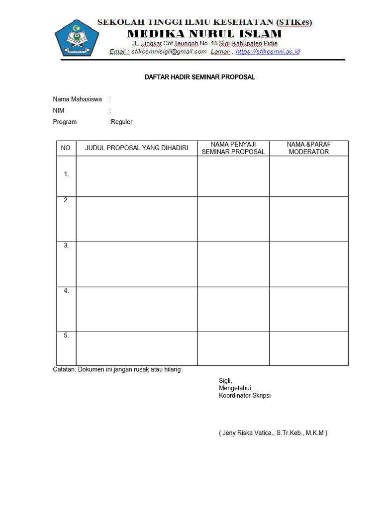 DAFTAR HADIR Seminar | PDF